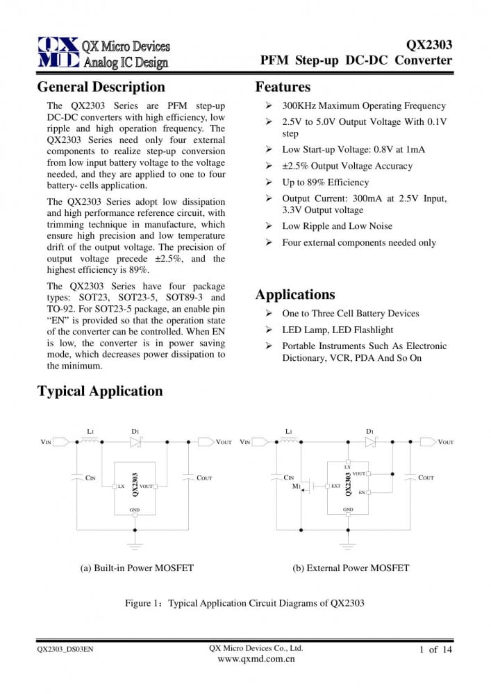 QX2303 datasheet page 1