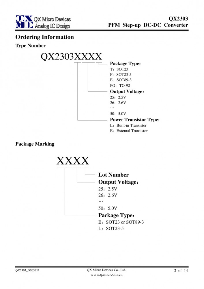 QX2303 datasheet page 2