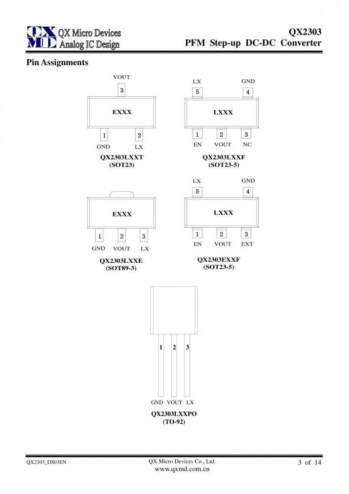 QX2303 datasheet page 3