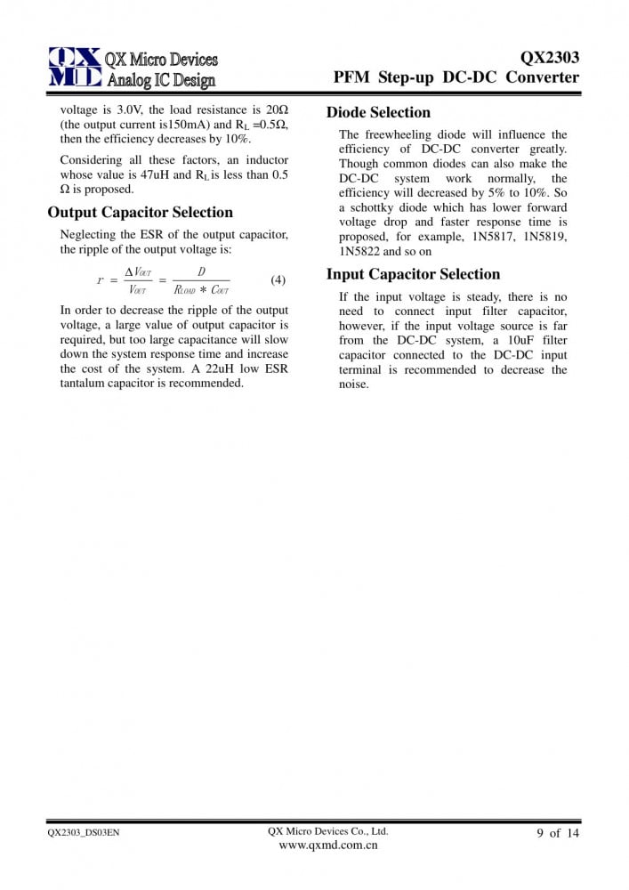 QX2303 datasheet page 9