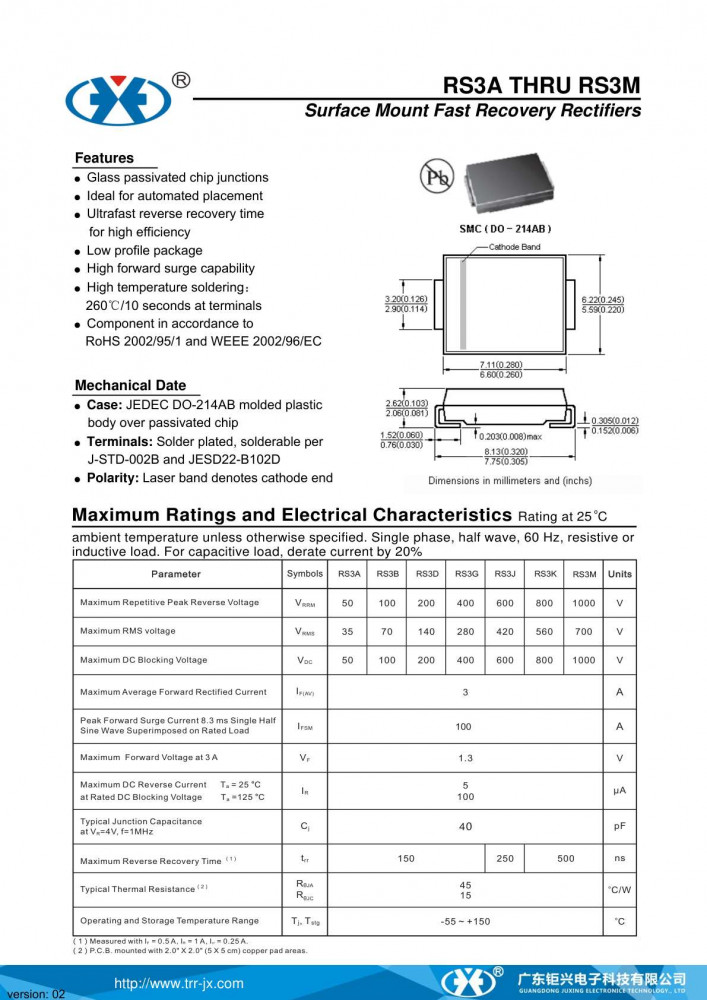JUXING RS3M datasheet page 1