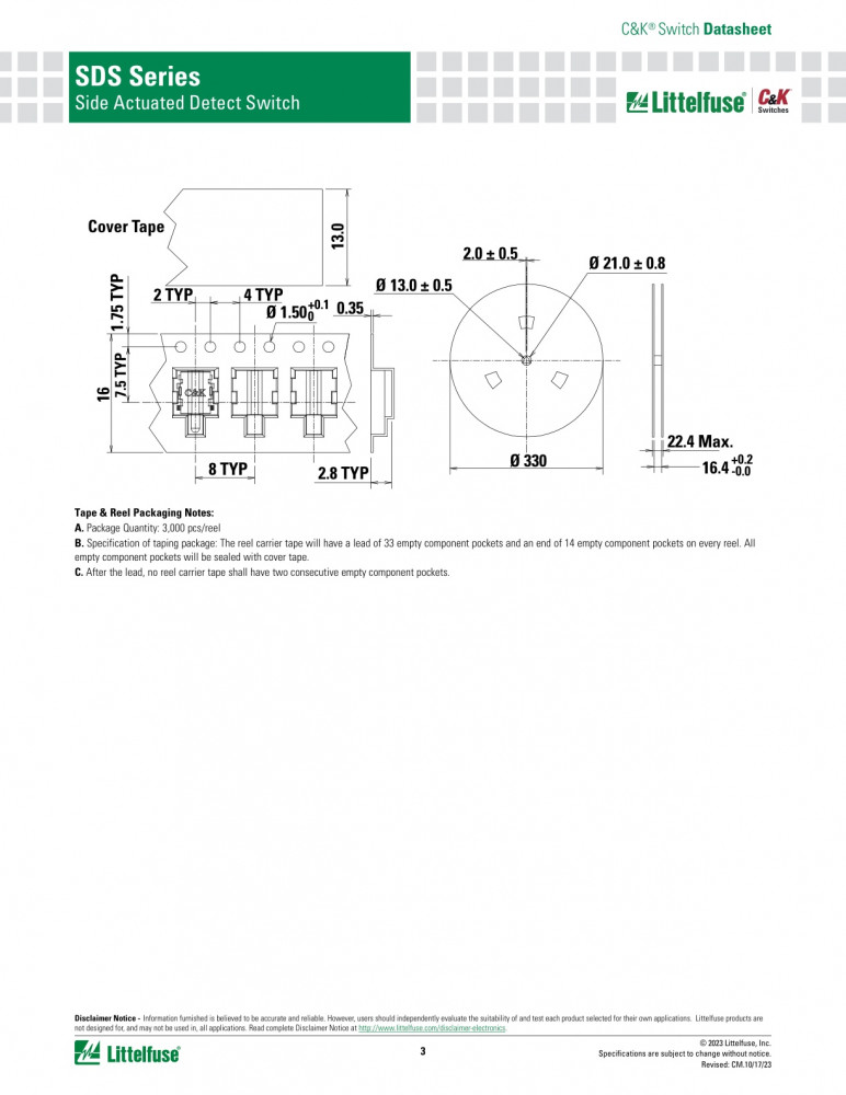 C&K SDS005R datasheet page 3