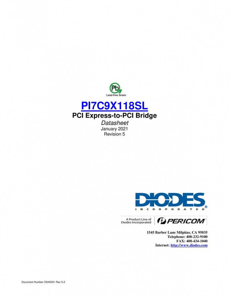PI7C9X118SL datasheet page 1