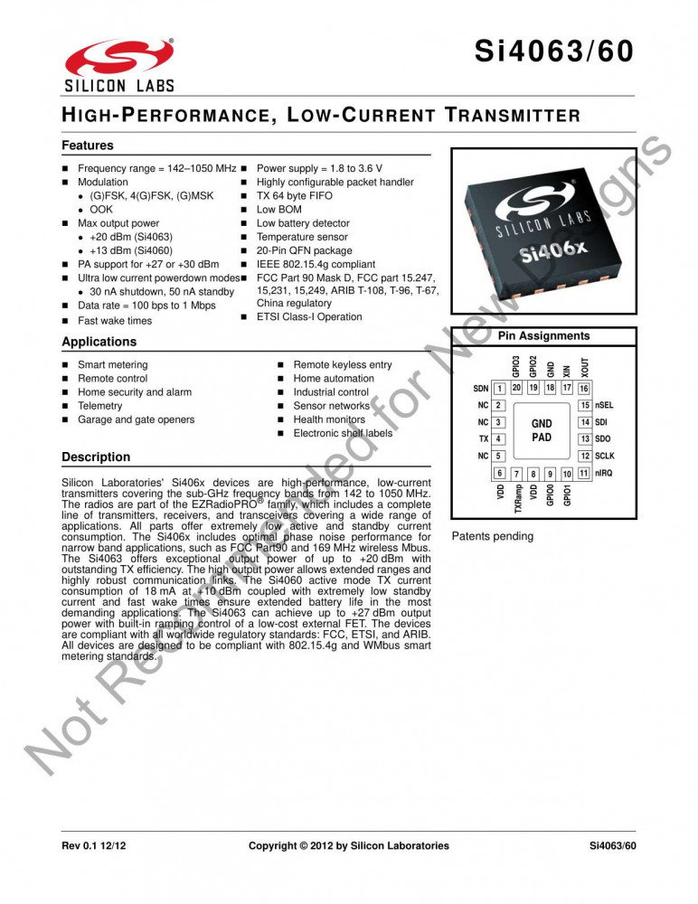 SI4063 document page 1