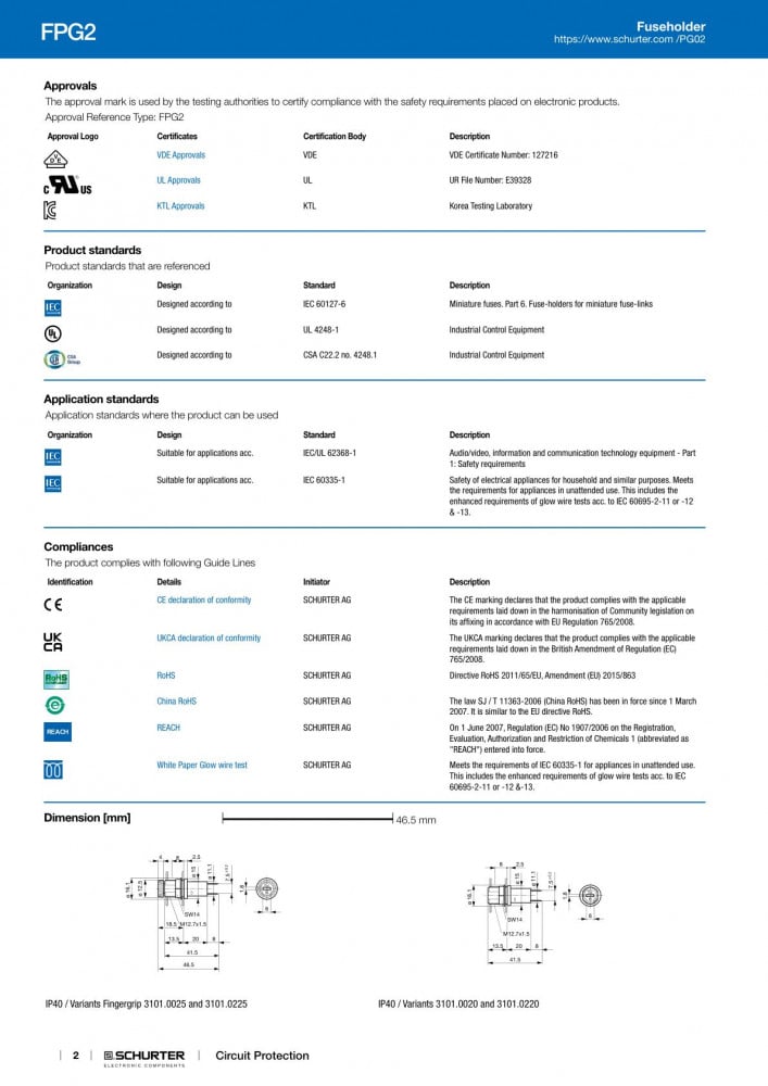 SCHURTER 3101.0125 datasheet page 2