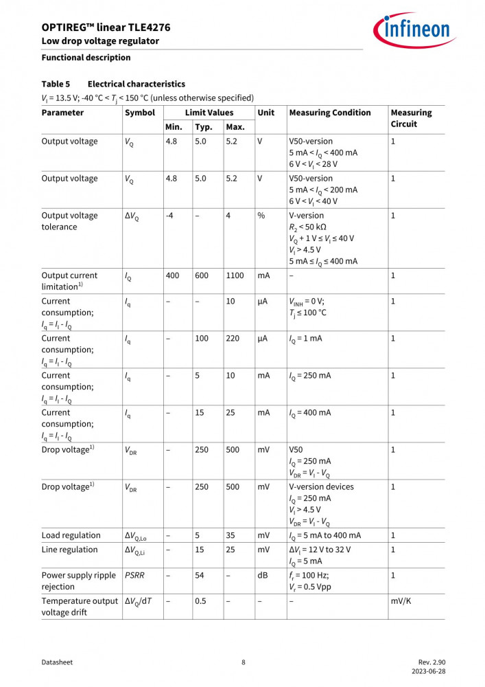 TLE4276 technical document page 8