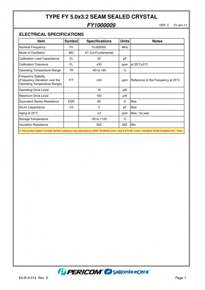 FY1000009 specification page 3