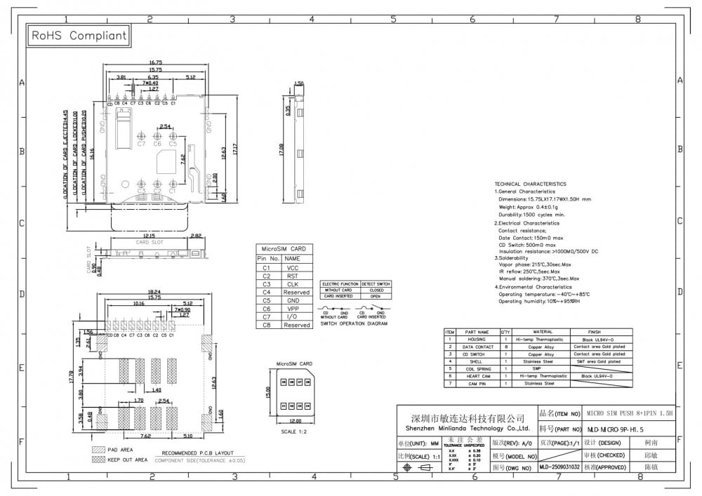 MLD-MICRO-9P-H1.5 technical drawing page 1