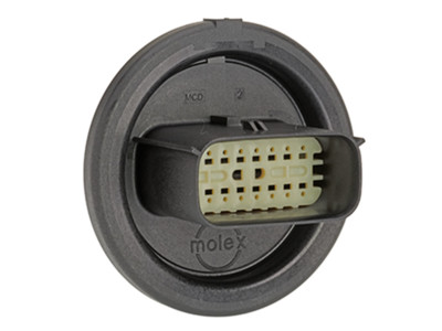 MX150 Male Connector Assembly, Bulkhead Twist-Lock, Mat-Sealed Compatible, Dual Row, 6 Circuits, Keying Option A, Black