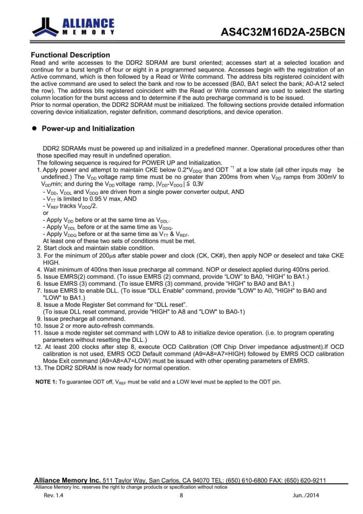 AS4C32M16D2A-25BCN datasheet page 8