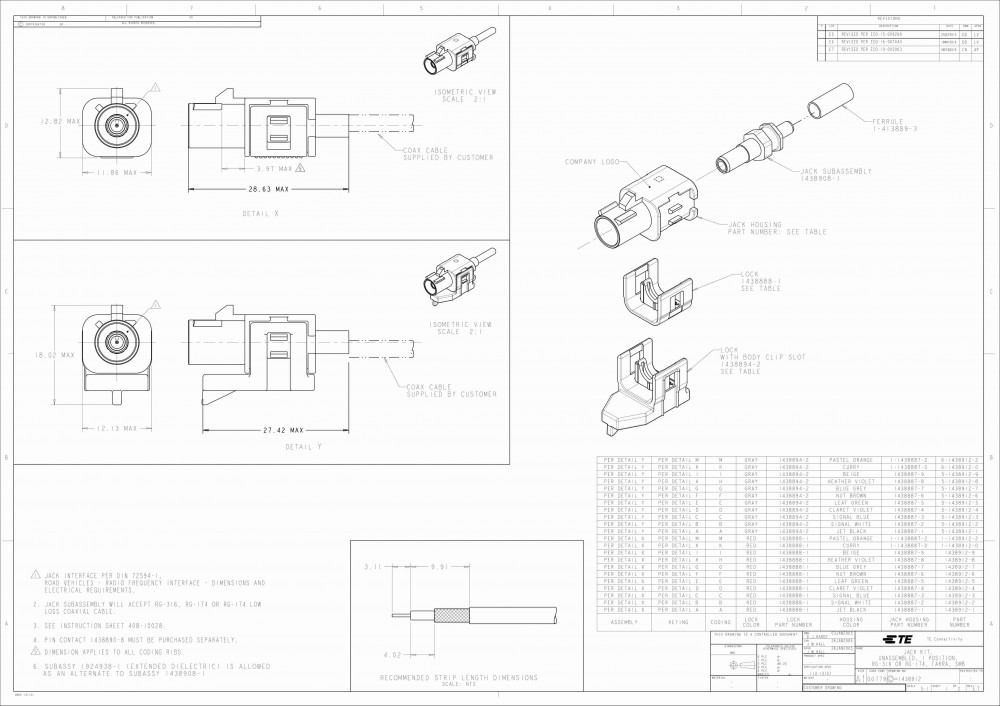 TE Connectivity 6-1438912-0 controlled drawing page 1