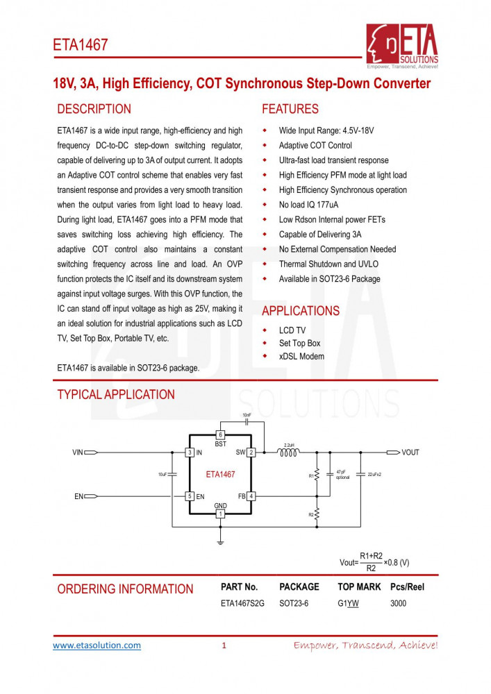 ETA1467S2G datasheet page 1
