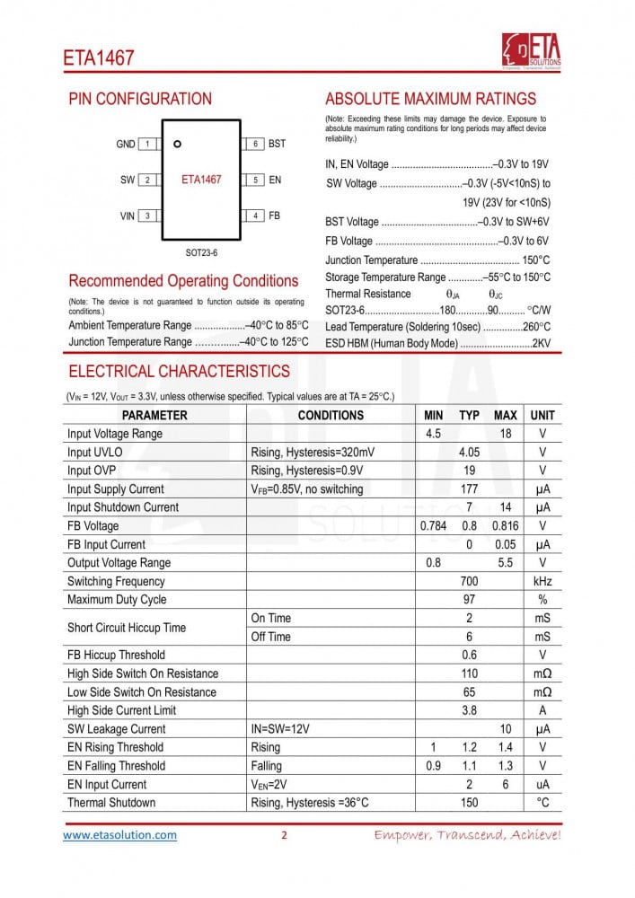 ETA1467S2G datasheet page 2
