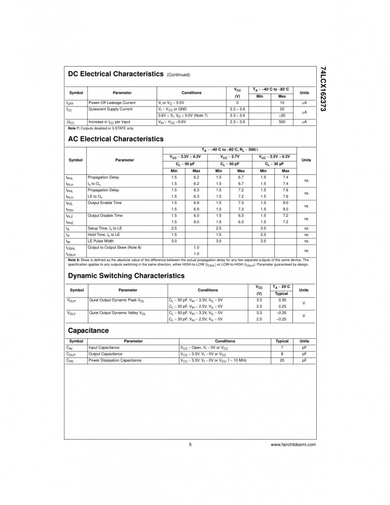 74LCX162373 datasheet preview, page 6