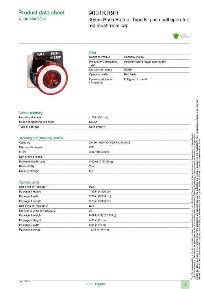 9001KR9R technical document page 1