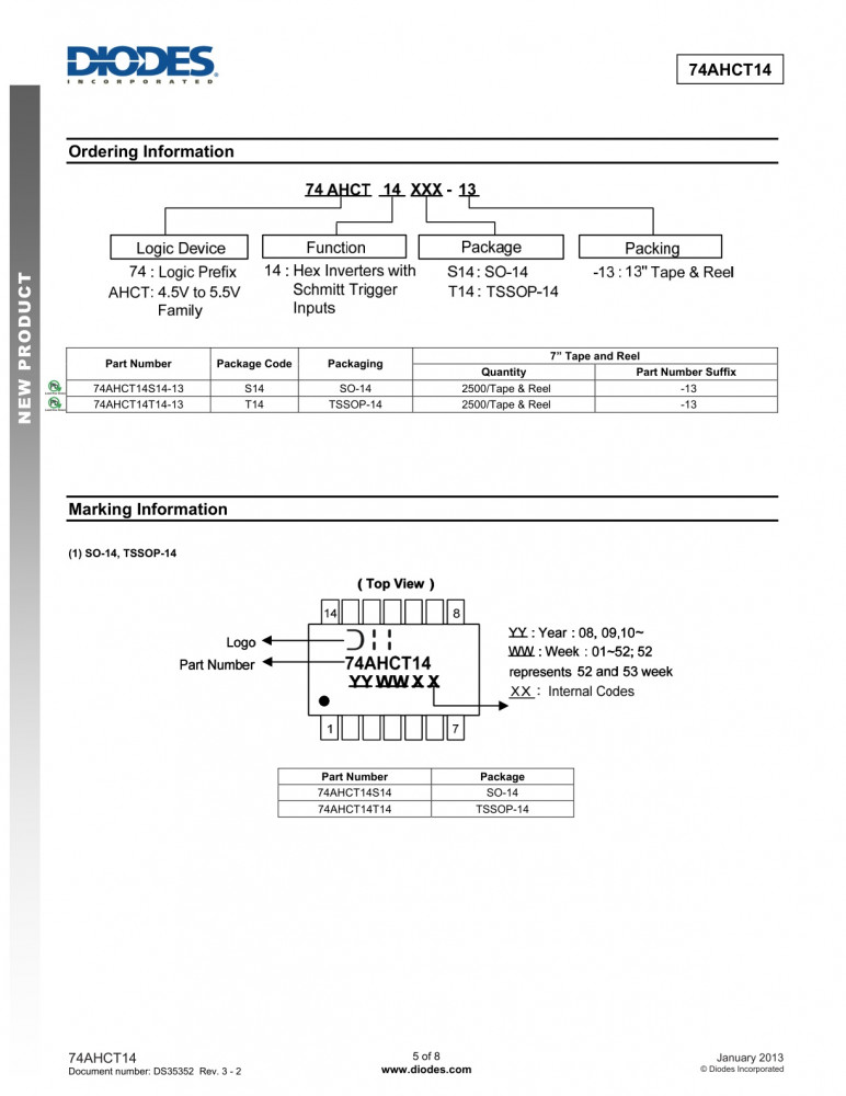 74AHCT14S14-13 datasheet page 5