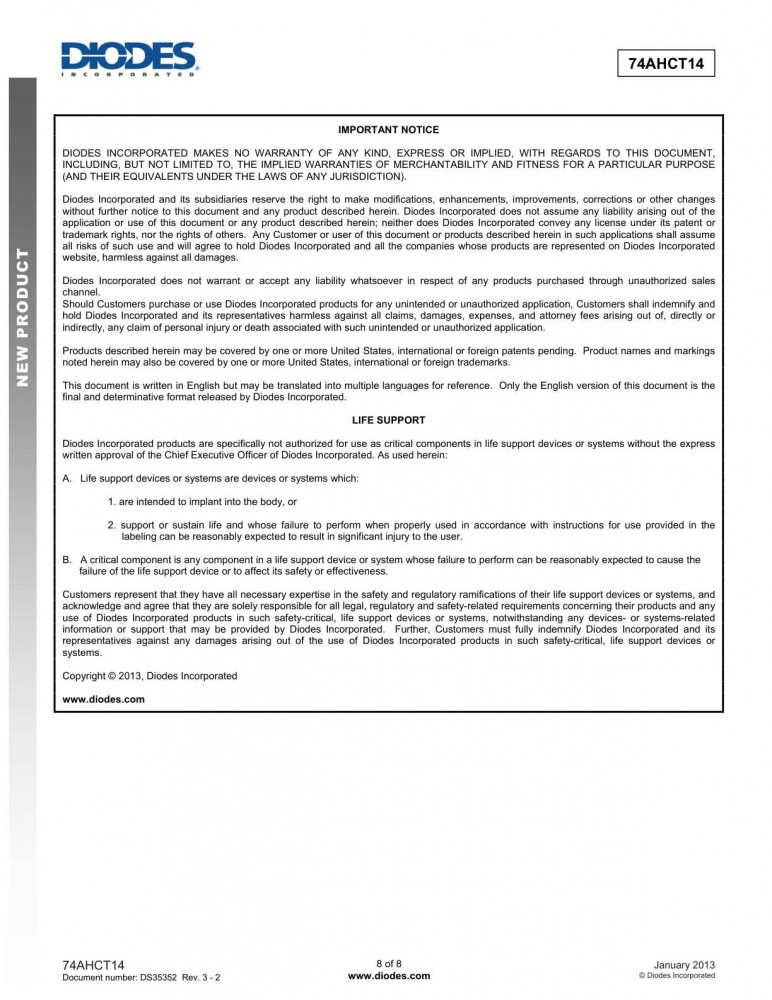 74AHCT14S14-13 datasheet page 8