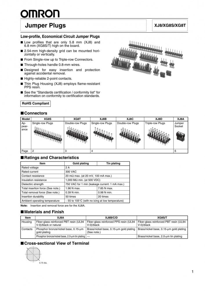 OMRON XJ8 series document page 1