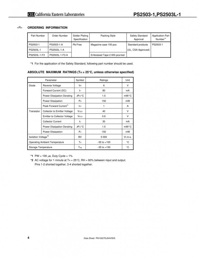 PS2503-1-A datasheet page 4