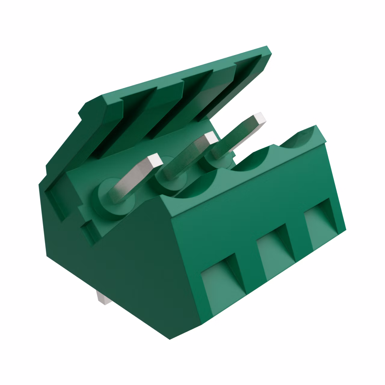 5.00mm Pitch Eurostyle 45° Angle PCB Header, Open Ends, 3 Circuits, Green for sale