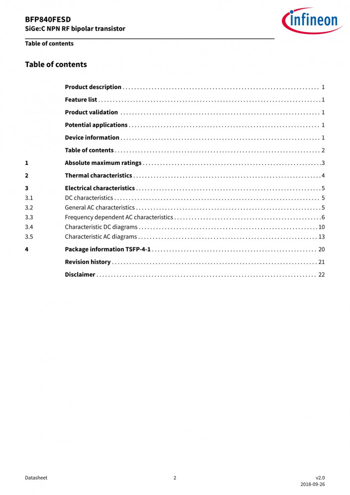 BFP840FESD datasheet page 2