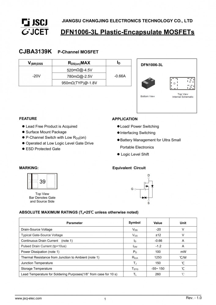 CJBA3139K datasheet page 1