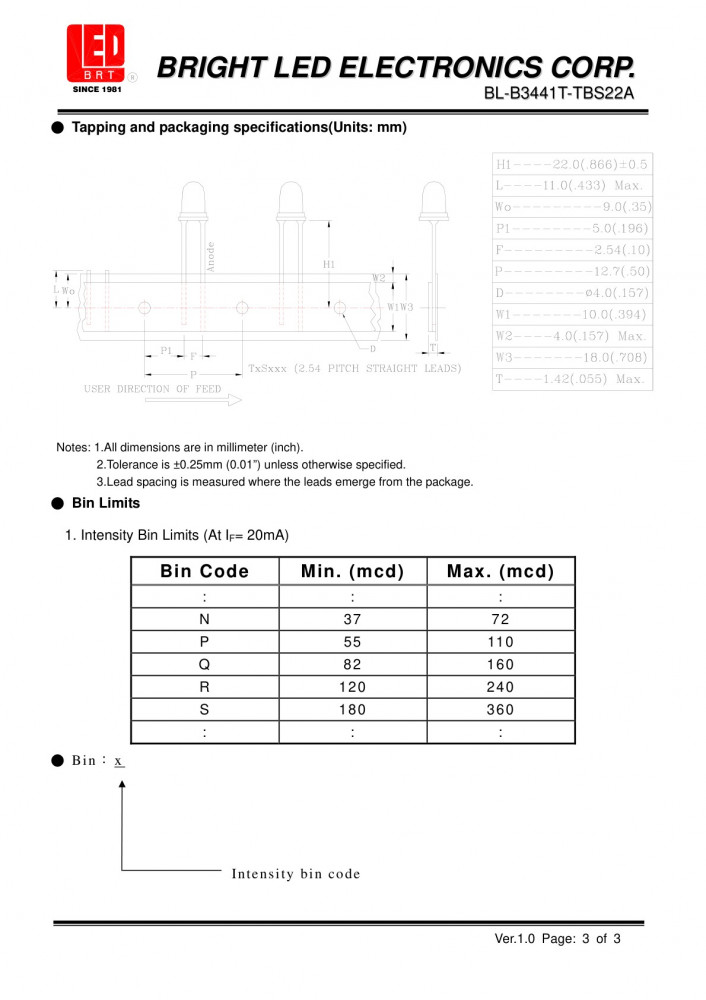 BL-B3441T-TBS22A technical document, page 3