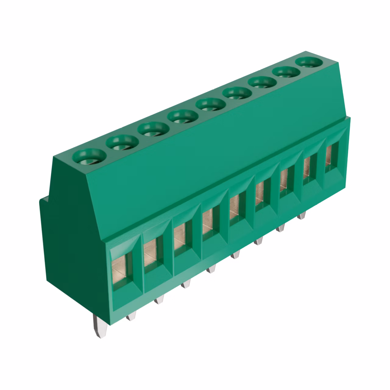 2.54mm Pitch Beau Eurostyle Fixed Mount PCB Terminal Block, Green, 9 Circuits for sale