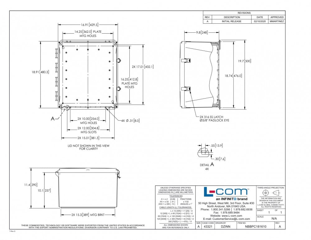 L-com NBBPC181610 technical drawing page