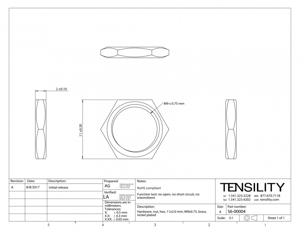 Tensility International 56-00004 product drawing