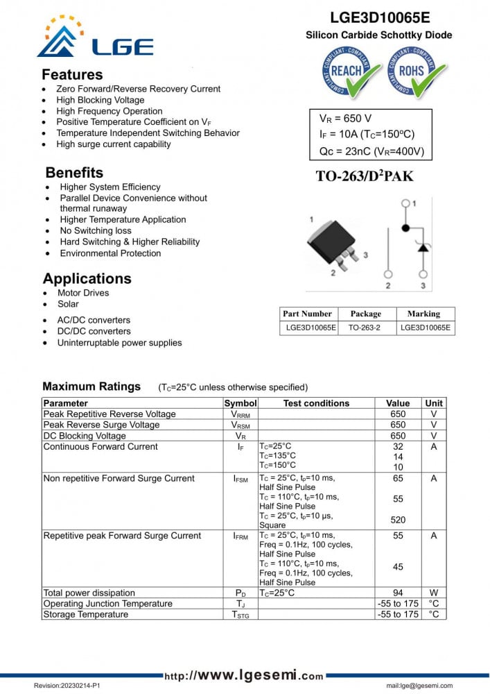 LGE3D10065E datasheet page 1