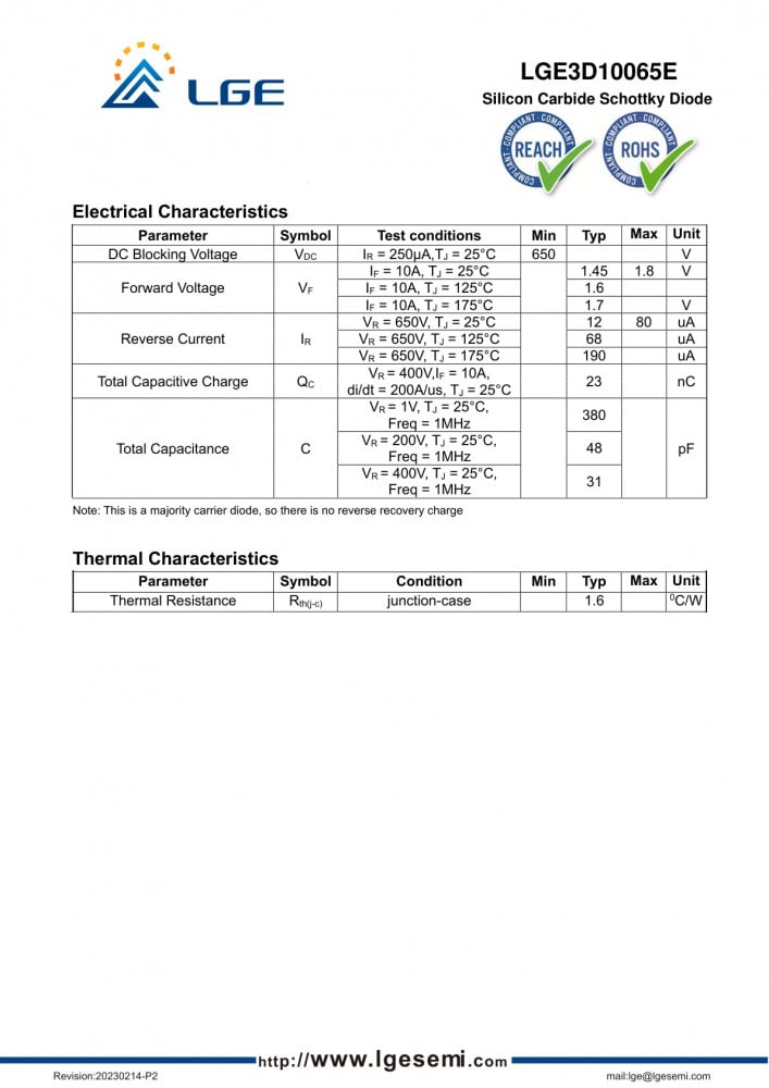 LGE3D10065E datasheet page 2