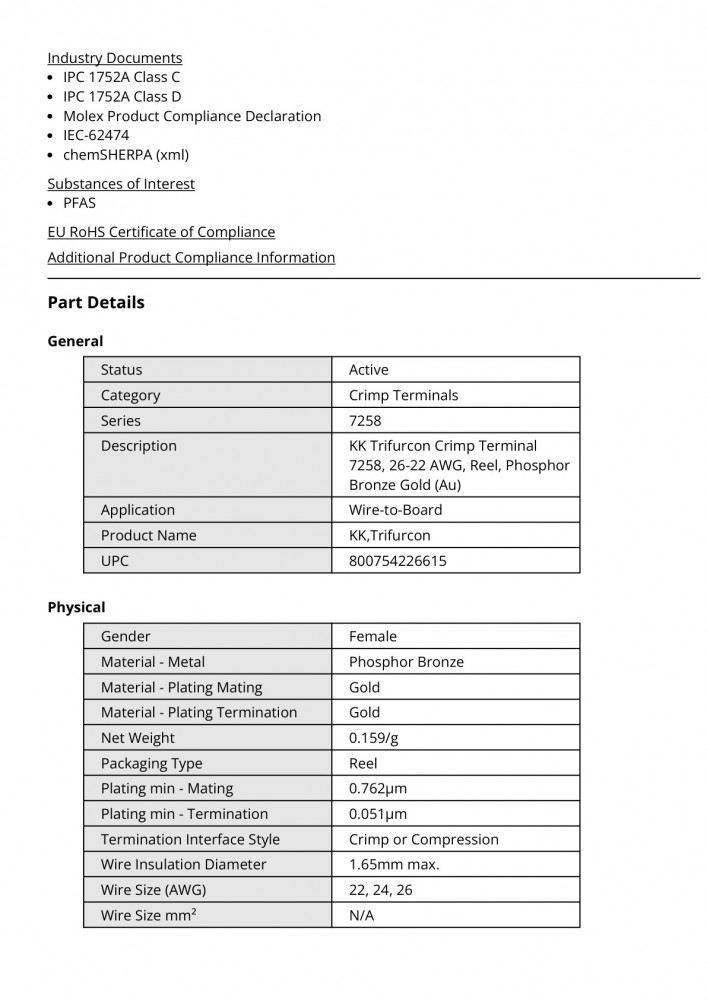 Supplied connector specification document, page image 2