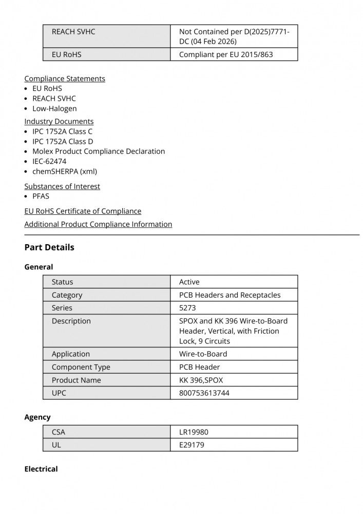 Product specification document page 2