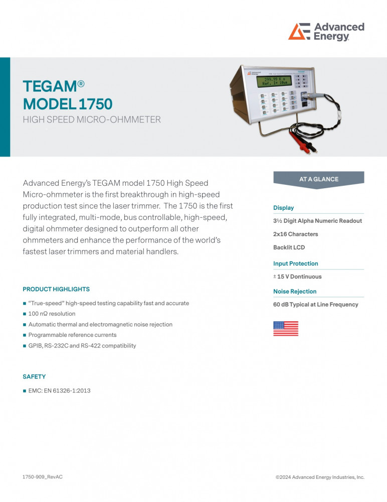 TEGAM 1750 technical document page 1