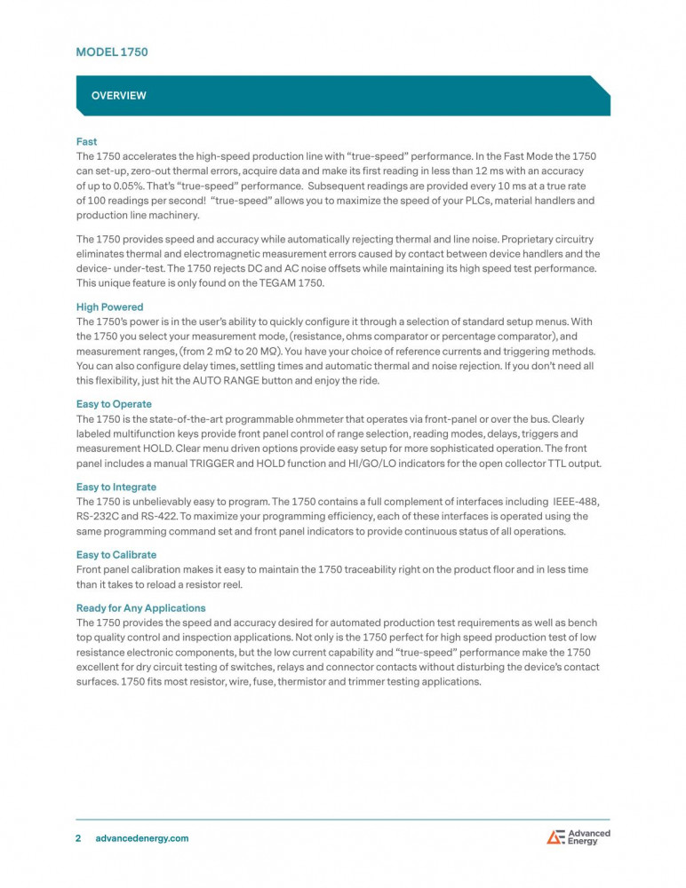 TEGAM 1750 technical document page 2