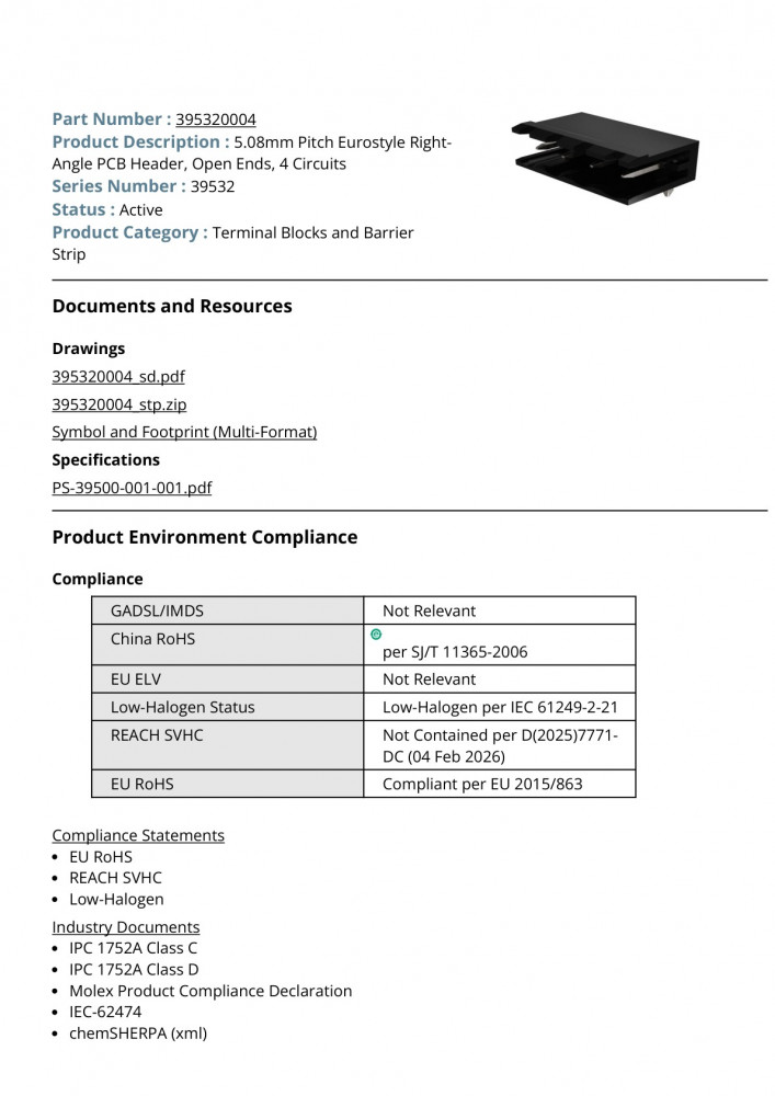 MOLEX 395320004 technical document image 1