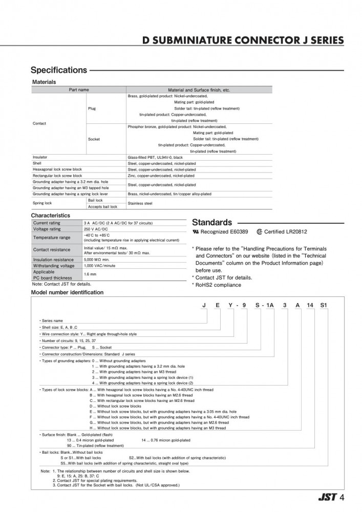 JST J series datasheet page 4