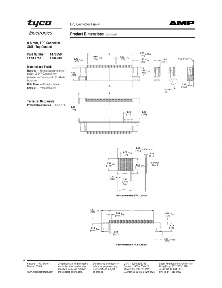 TE Connectivity FPC connector document page 4