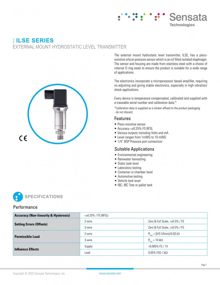 ILSE series datasheet page 1