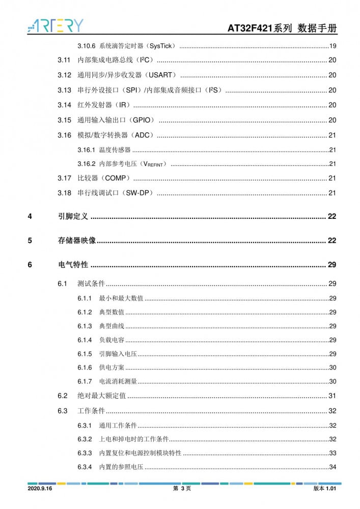 AT32F421 technical document page 3