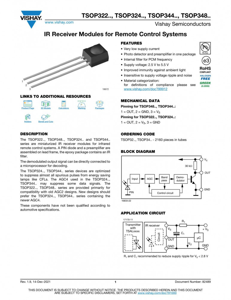 TSOP32440 datasheet page 1