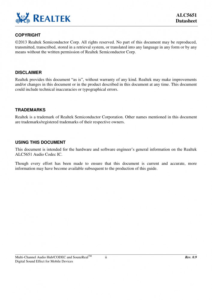 ALC5651 datasheet page 2