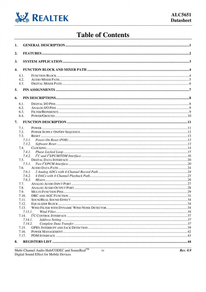 ALC5651 datasheet page 4