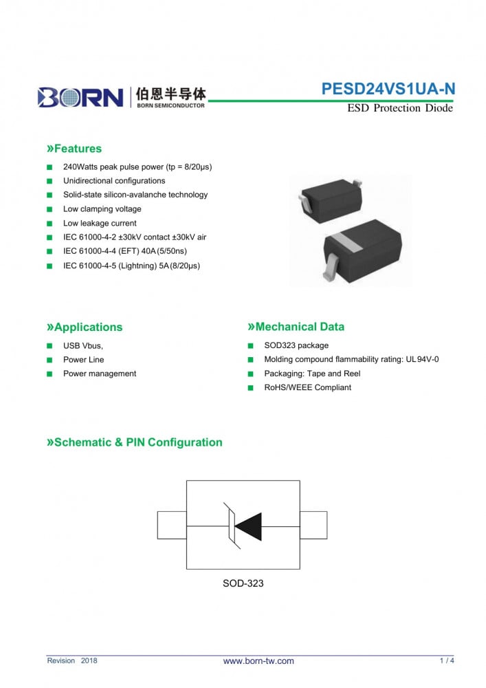 PESD24VS1UA-N datasheet page 1