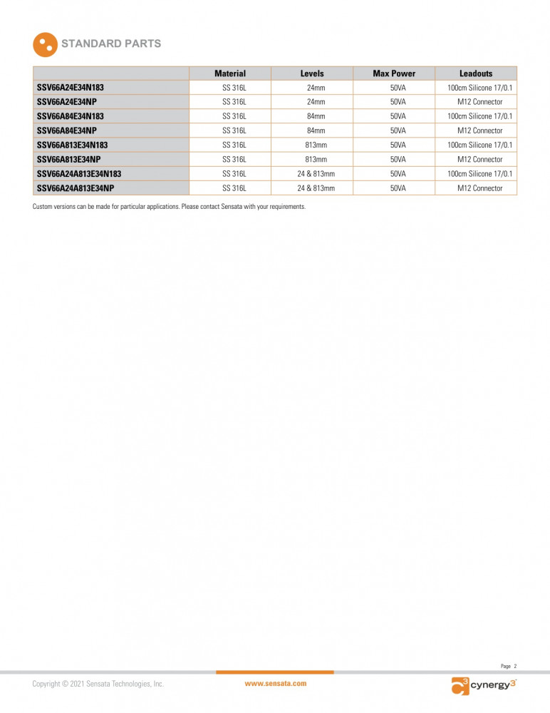 SSV66 series drum level switch document page 2