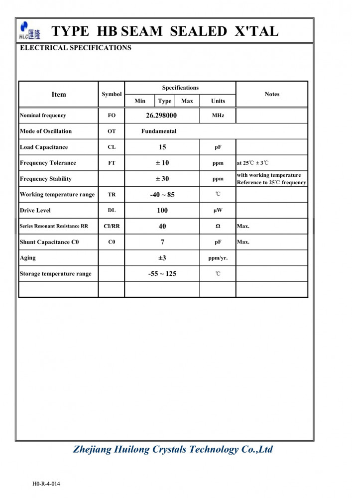 HB26298F003 specification page 2