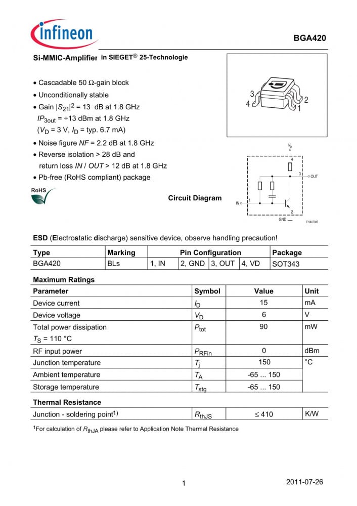 BGA 420 H6327 datasheet page 1