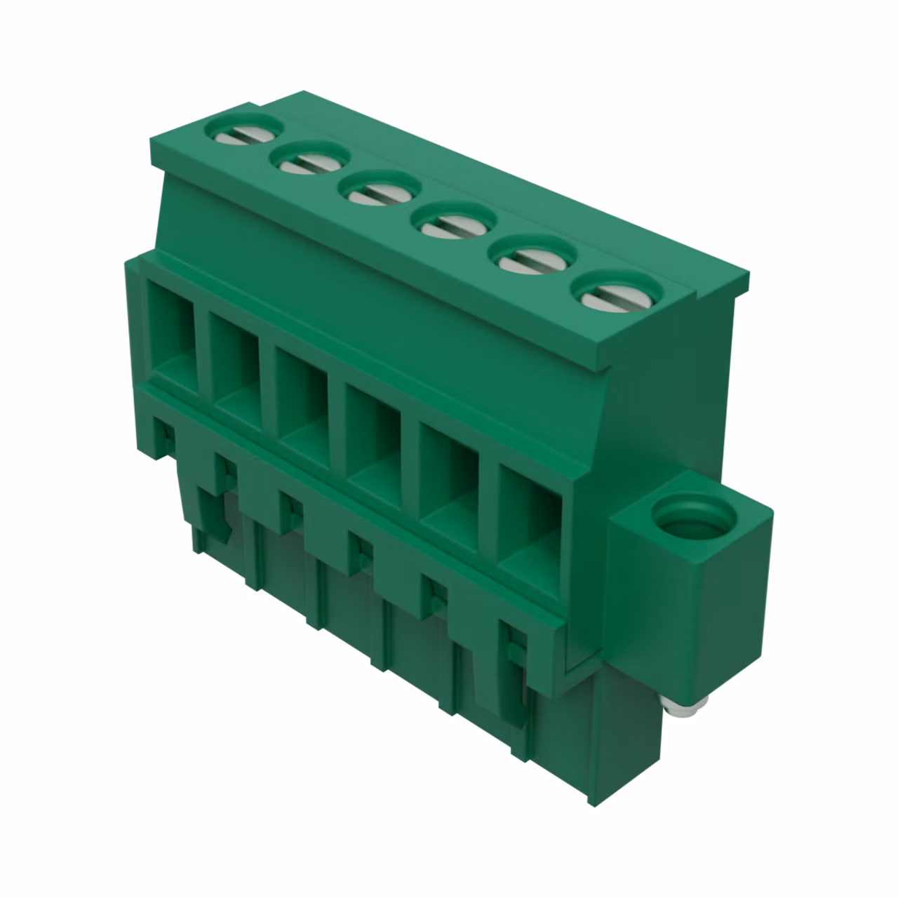 5.00mm Pitch Eurostyle Vertical Plug, with Retention Screws and Standard  Imprinting, Front Wire Entry, Green Housing, Gold (Au) Plated, 6 Circuits for sale