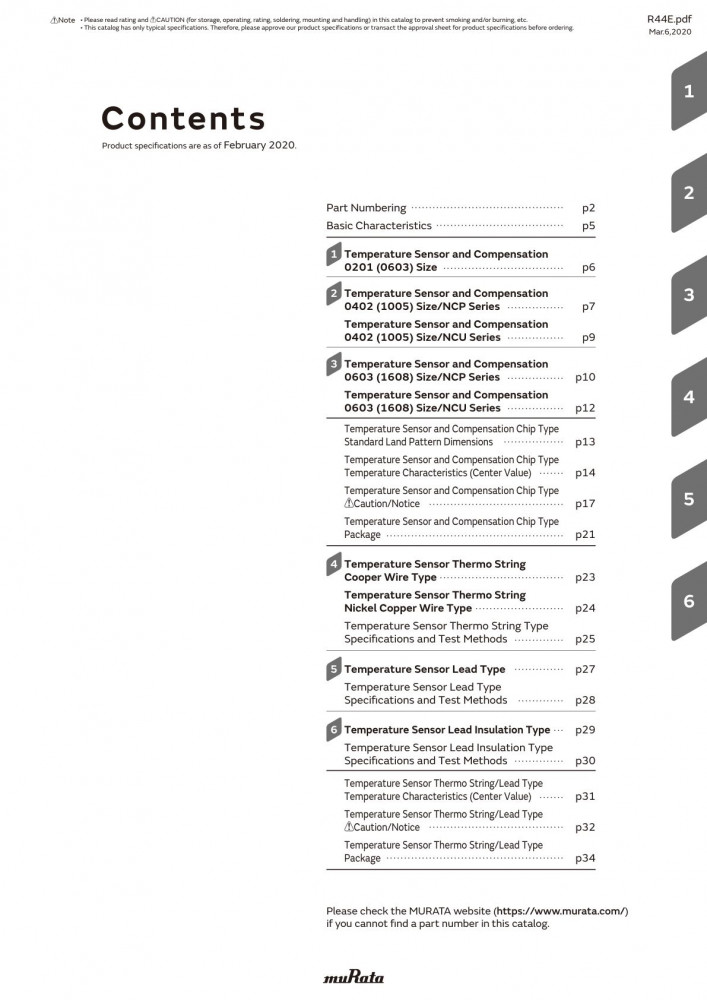 Murata NTC thermistor catalog page 3